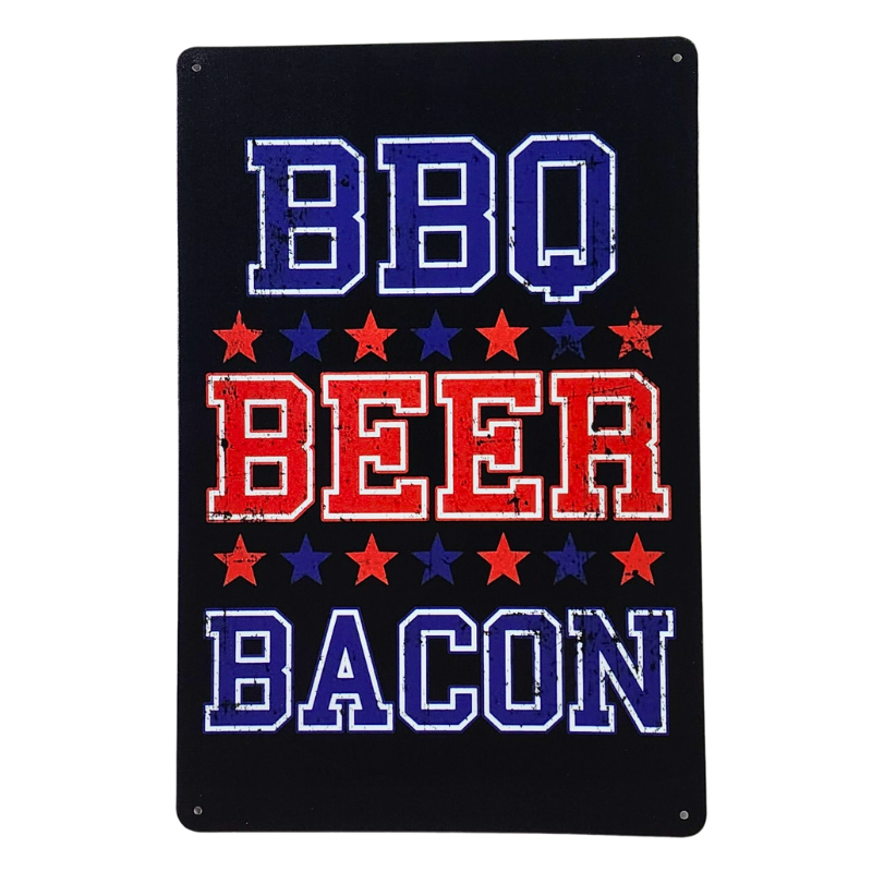 American BBQ BEER BACON Tin Metal Sign – Guts Fishing Apparel