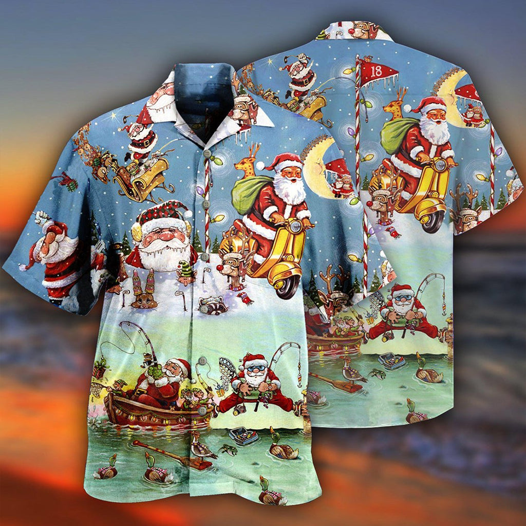 Santa Fishing Hawaiian Shirt – Guts Fishing Apparel