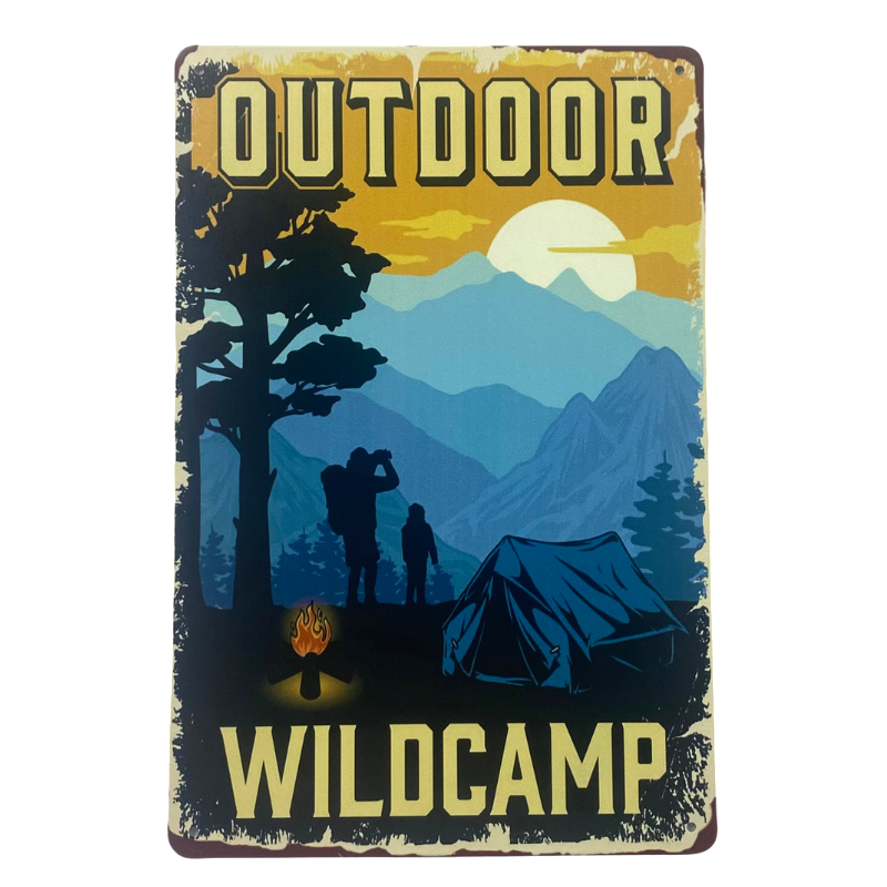 Outdoor Wildcamp Rustic Tin Metal Sign | Camping Sign – Guts Fishing ...